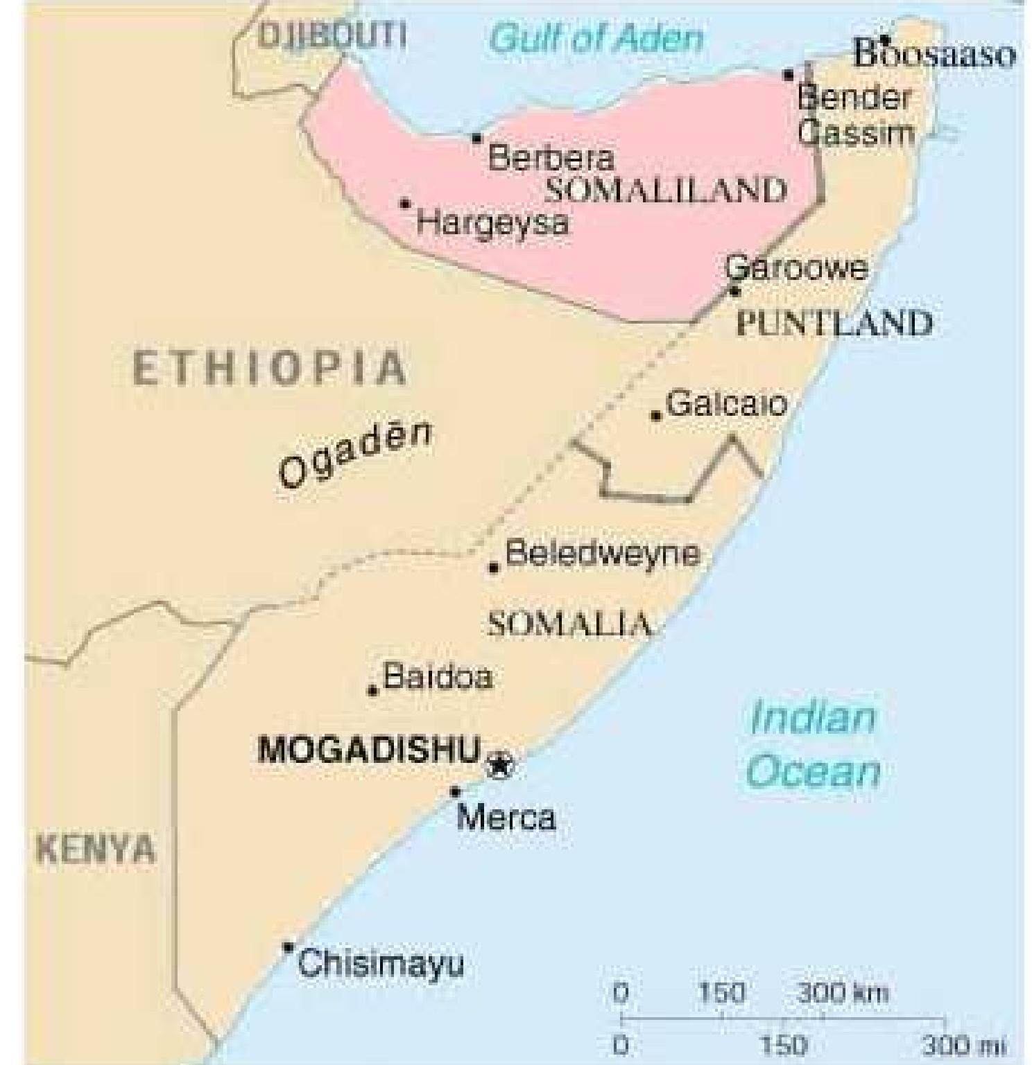 Map of somalia and somaliland, source, somali gov website.