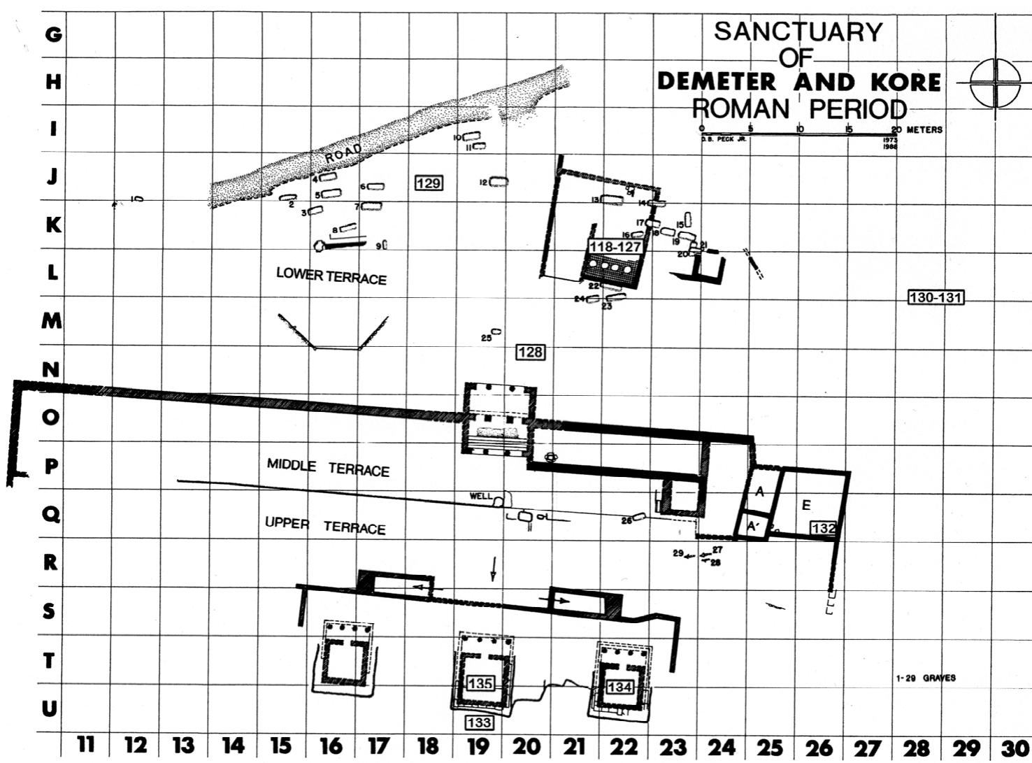 Plan of the sanctuary of demeter and kore on the acrocorinth