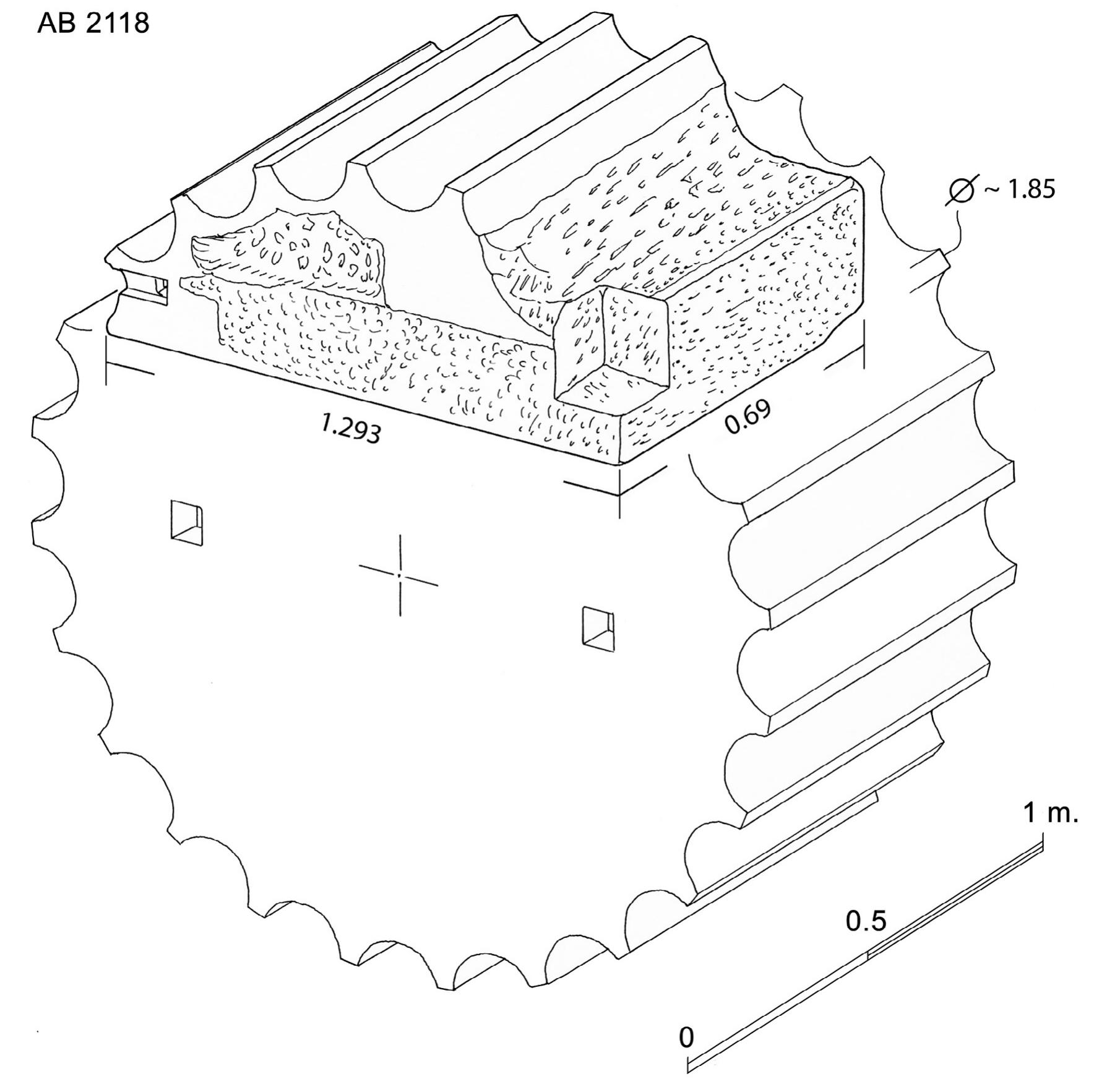 Axonometric view of column drum ab2118. drawing: chrysanthos