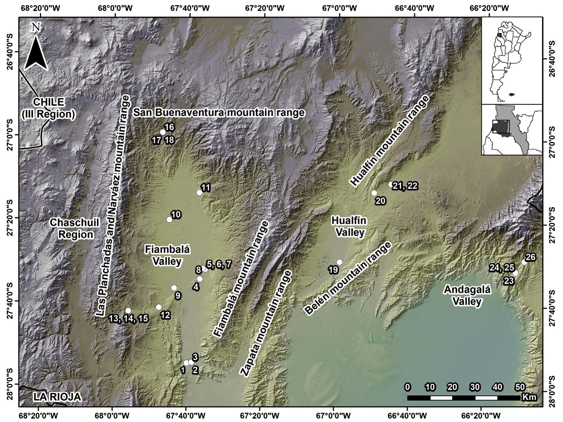 Map of western catamarca, argentina, showing the provenience