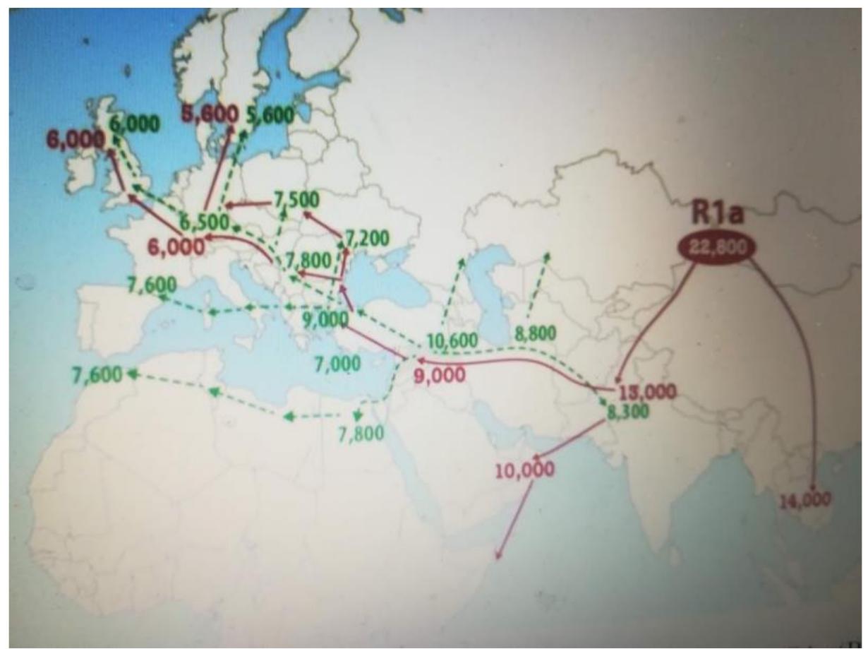 Map of the spread of gene rla according to anton perdih