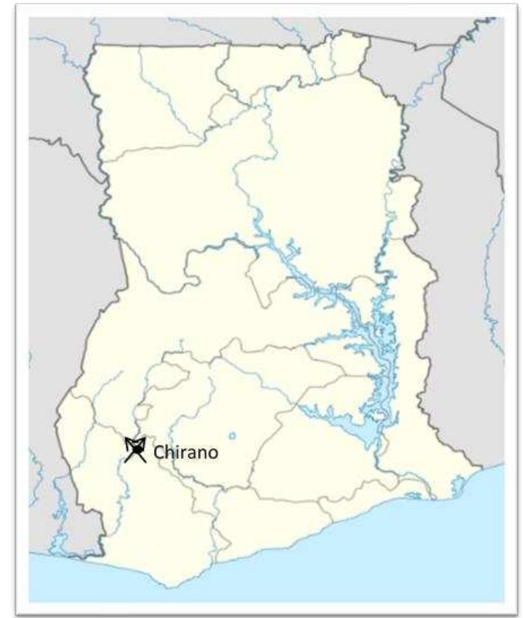L: a map of ghana showing the location of cgml (source: