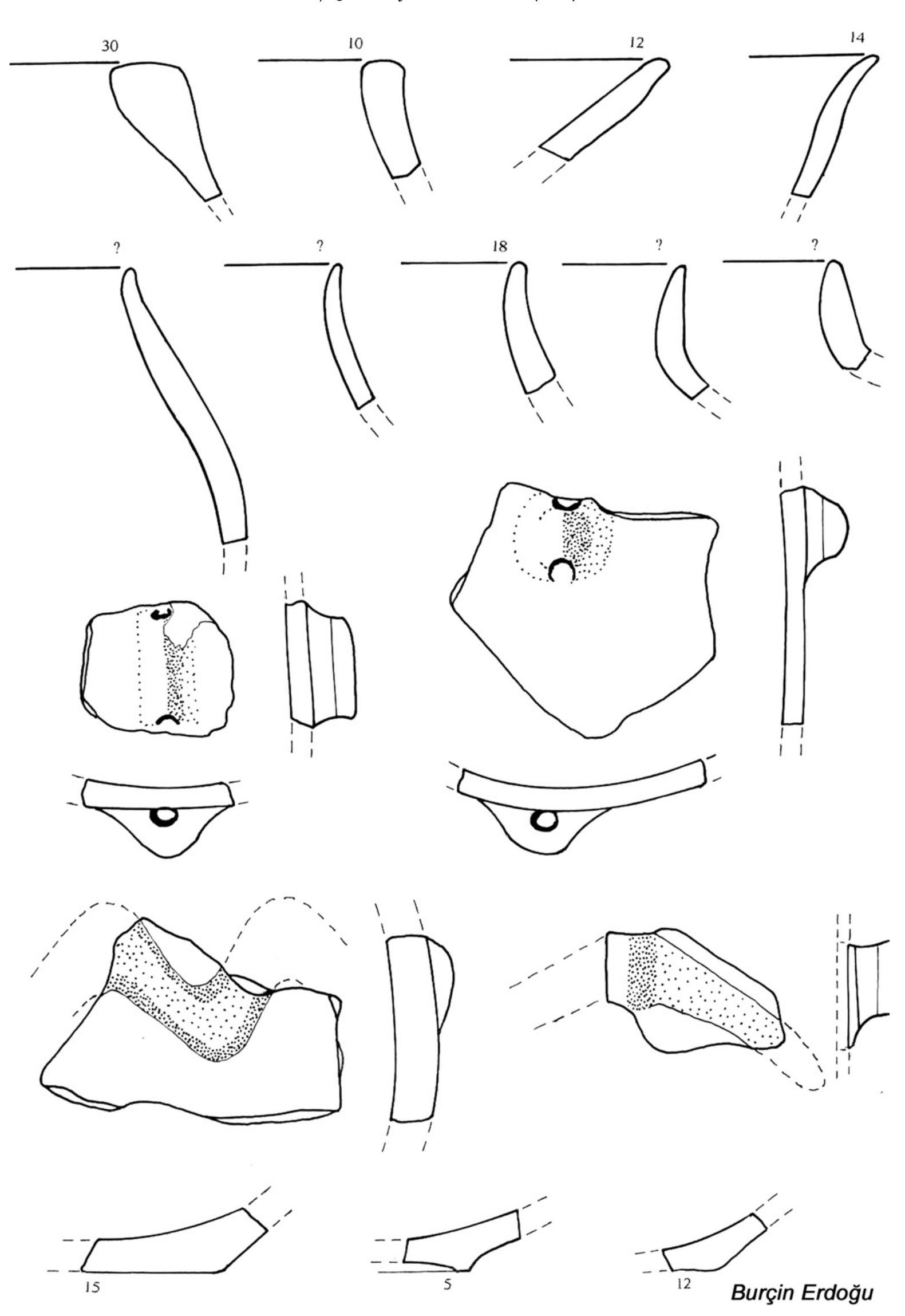 Examples of neolithic pottery from hamaylitarla in gallipoli