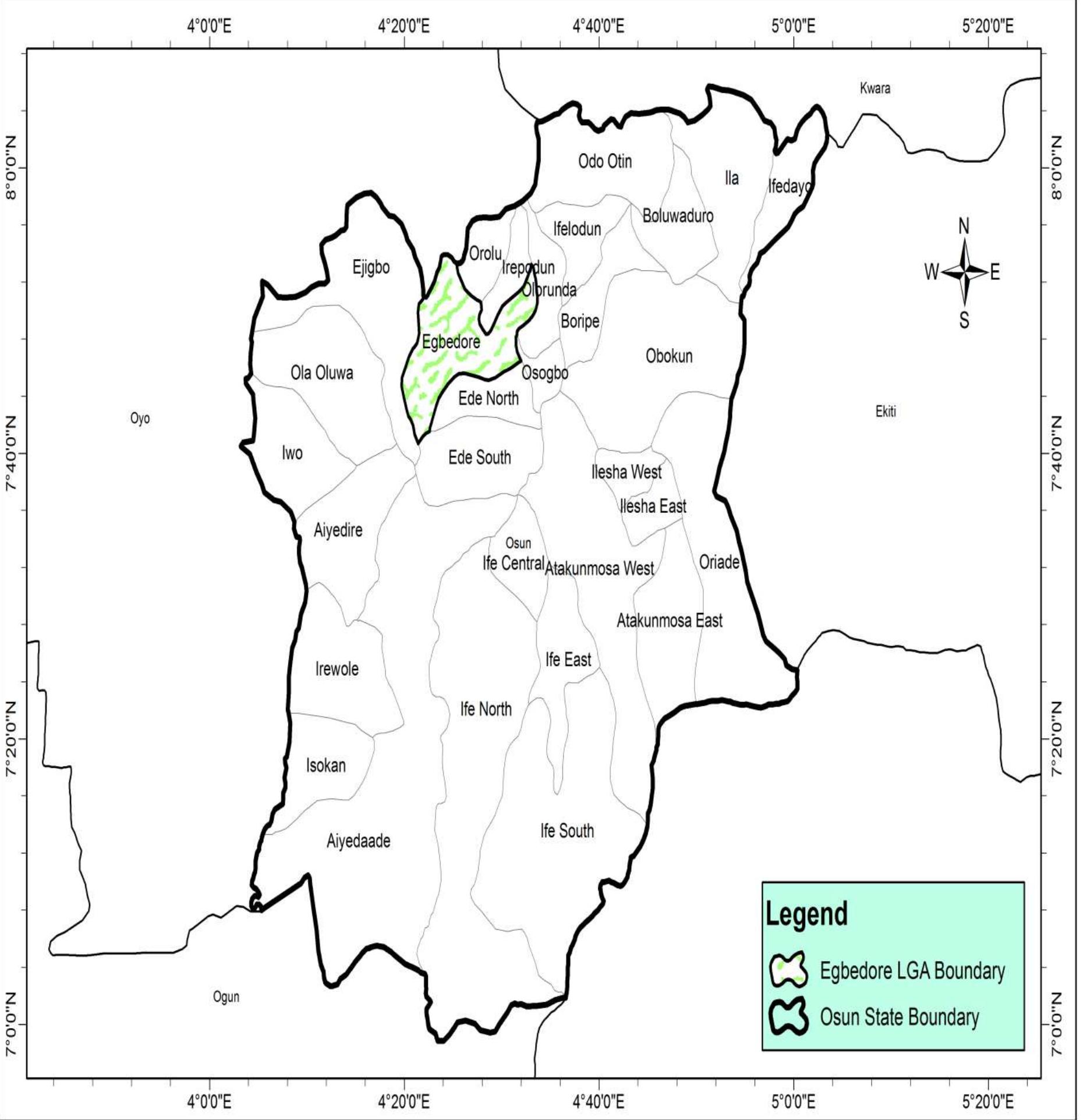 |: map of osun state showing the lga assessment of