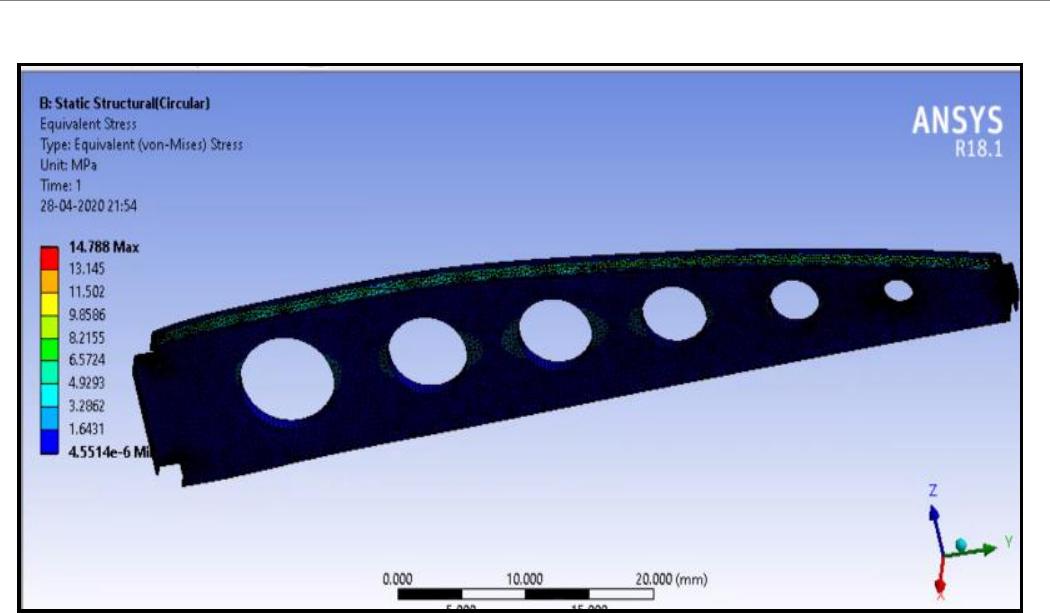 -24: von-mises stress of wing rib with circular cut-outs for