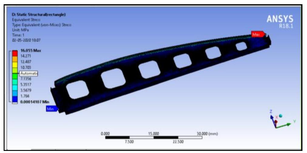 -33: von-mises stress of wing rib with rectangular cut- outs