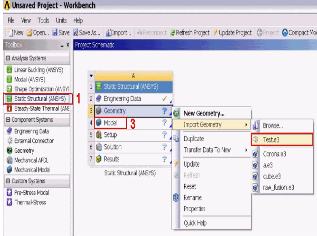 Main window of ansys workbench 14.5 at various loads. after