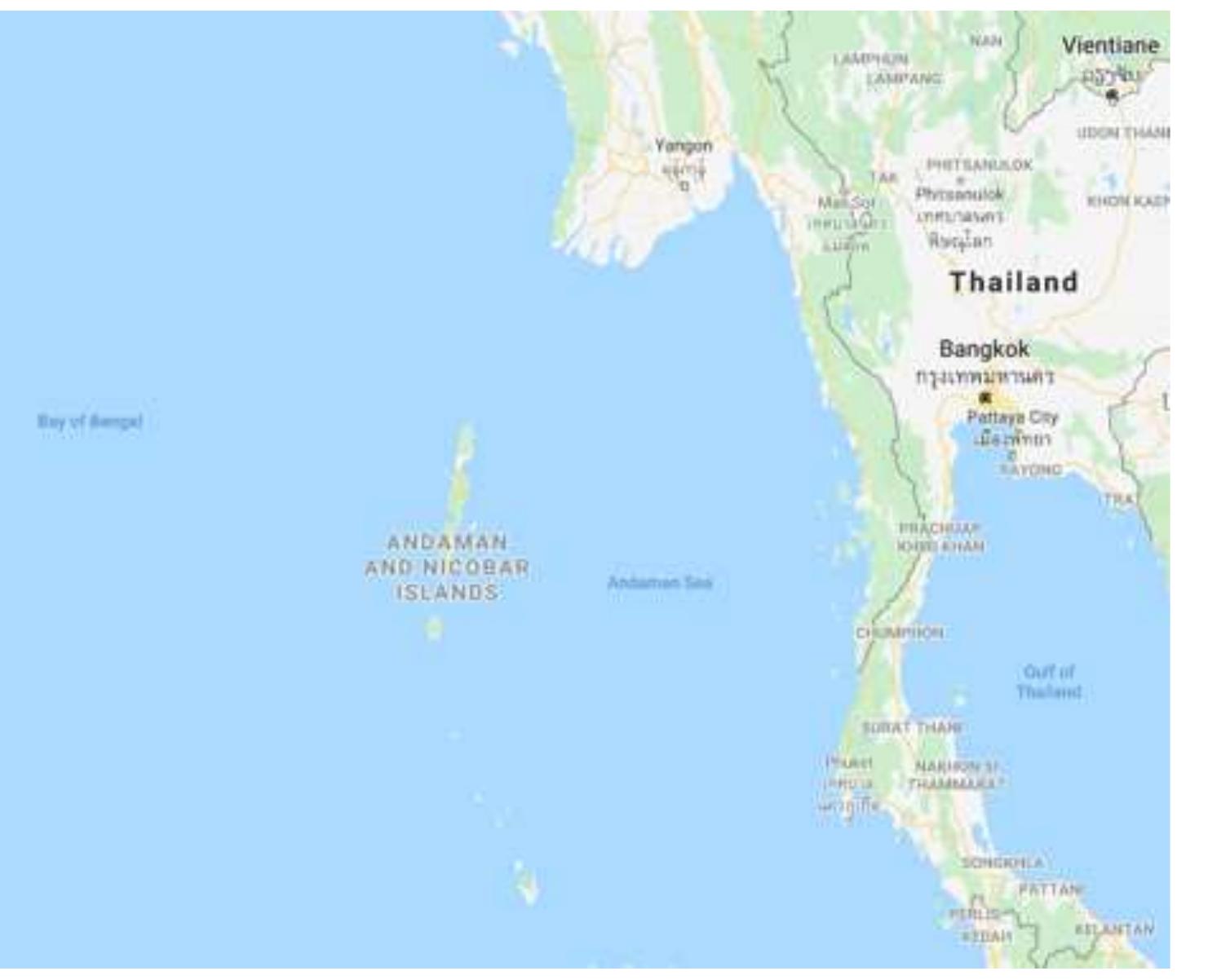 - map of andaman and nicobar islands and position in bay of