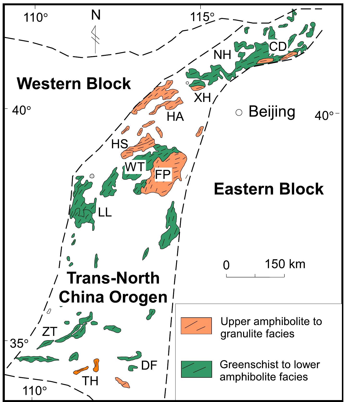 Simplified tectonic map showing the distribution of
