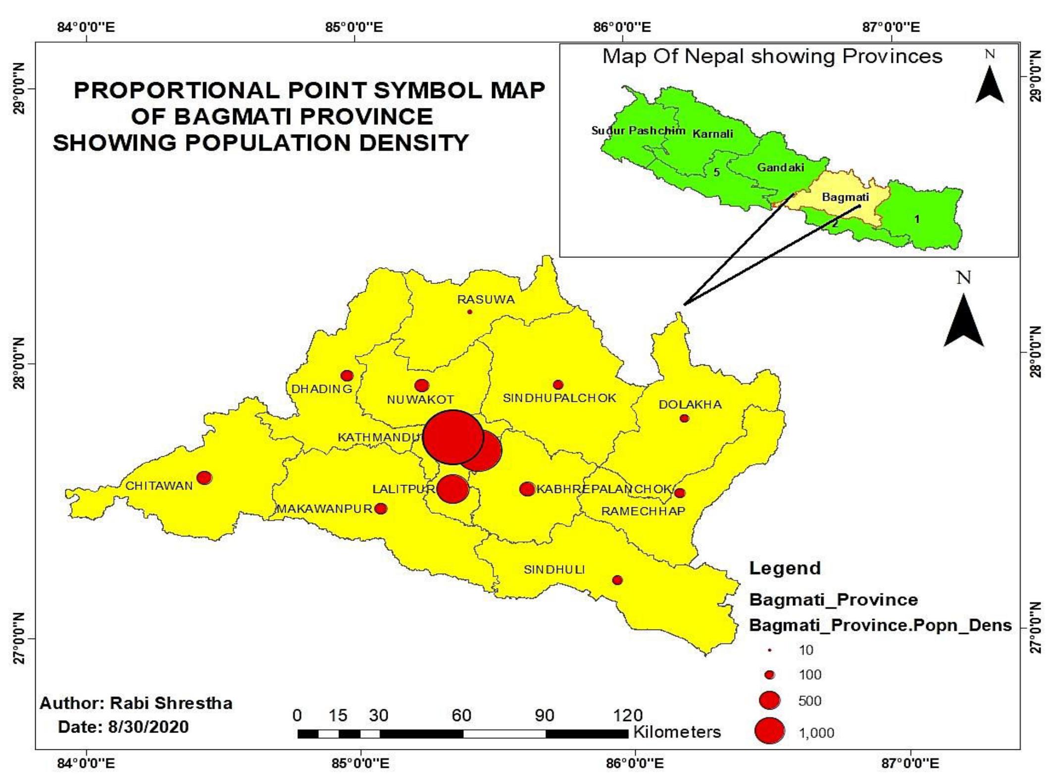 Description: the proportional point symbol map showing the
