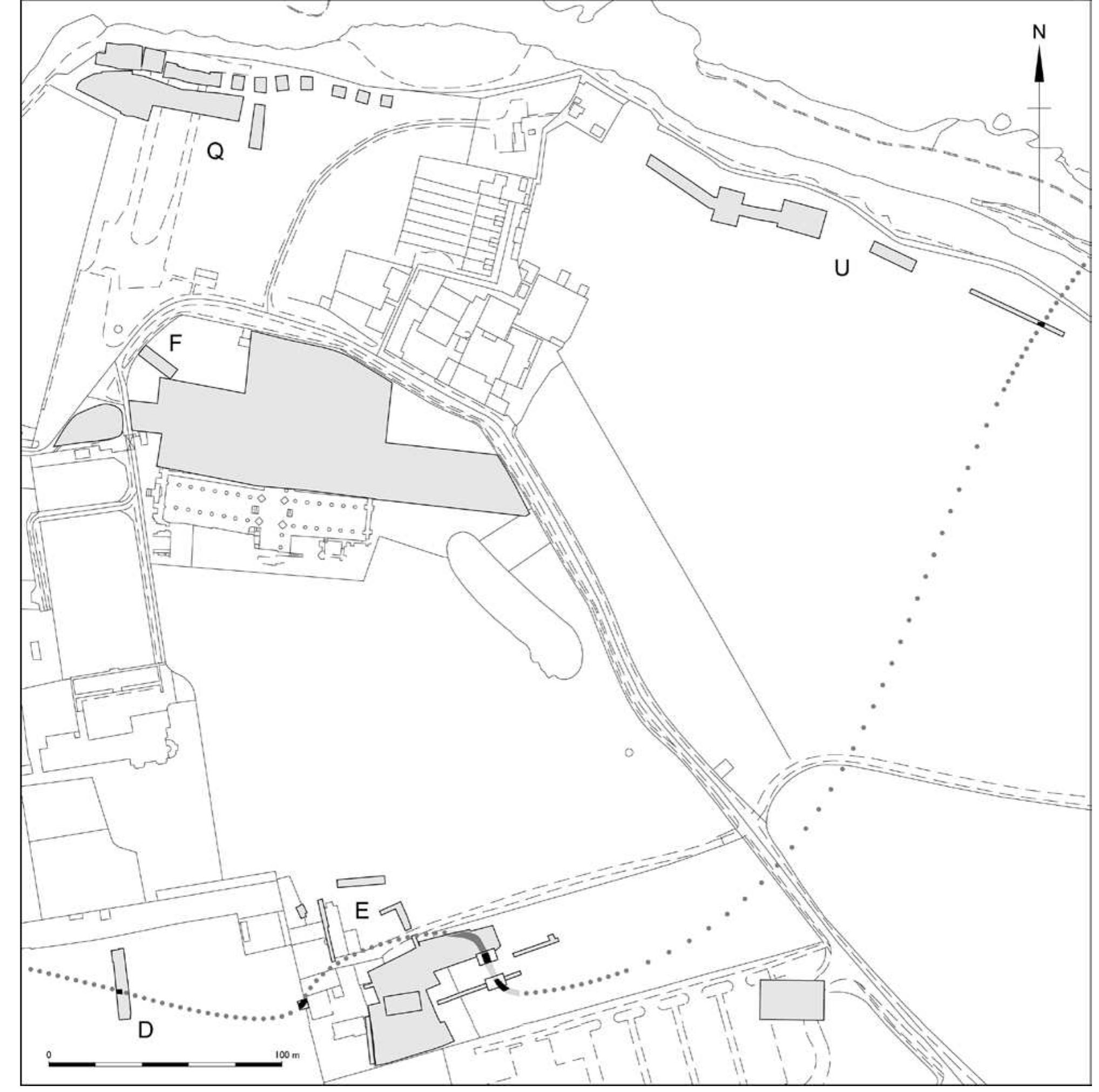 Map of the headland showing all trenches producing anglian