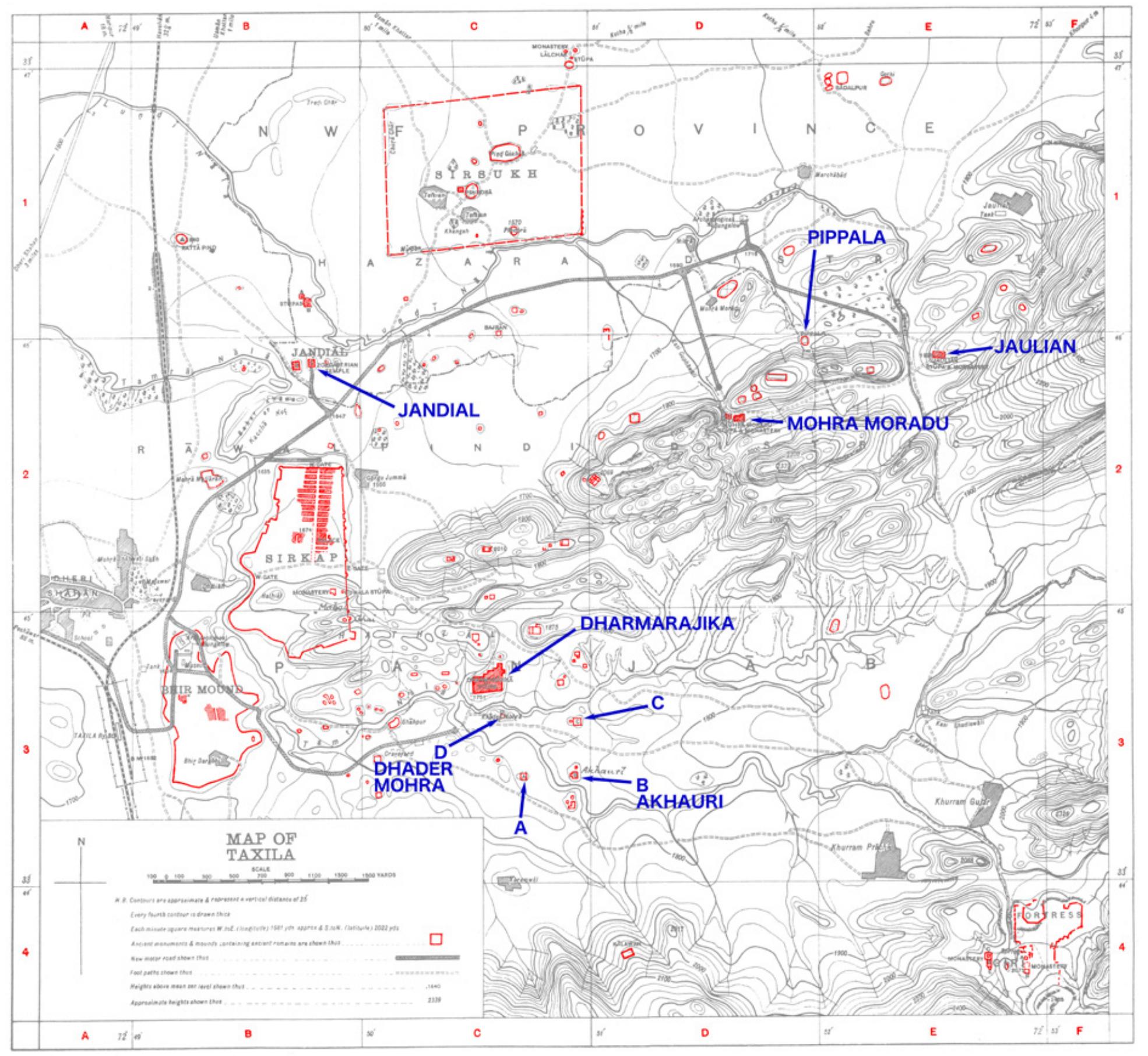 Map of taxila (modified from marshall 1951: vol. 3, pl. 1).