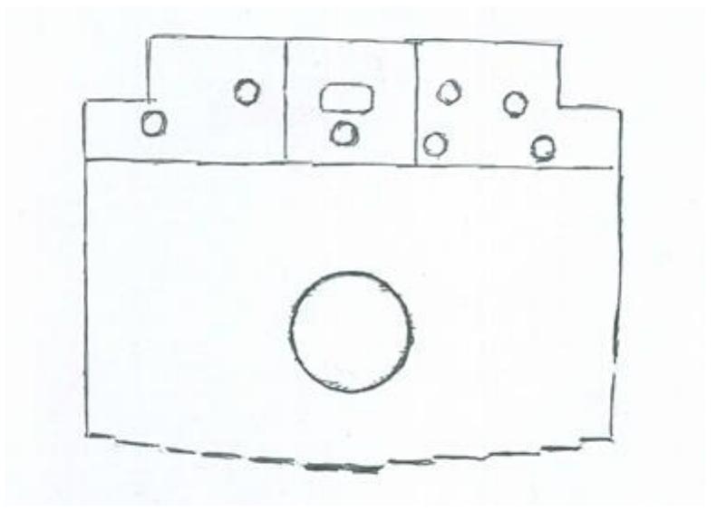 Line drawing of the cross-section of the keel joint of the