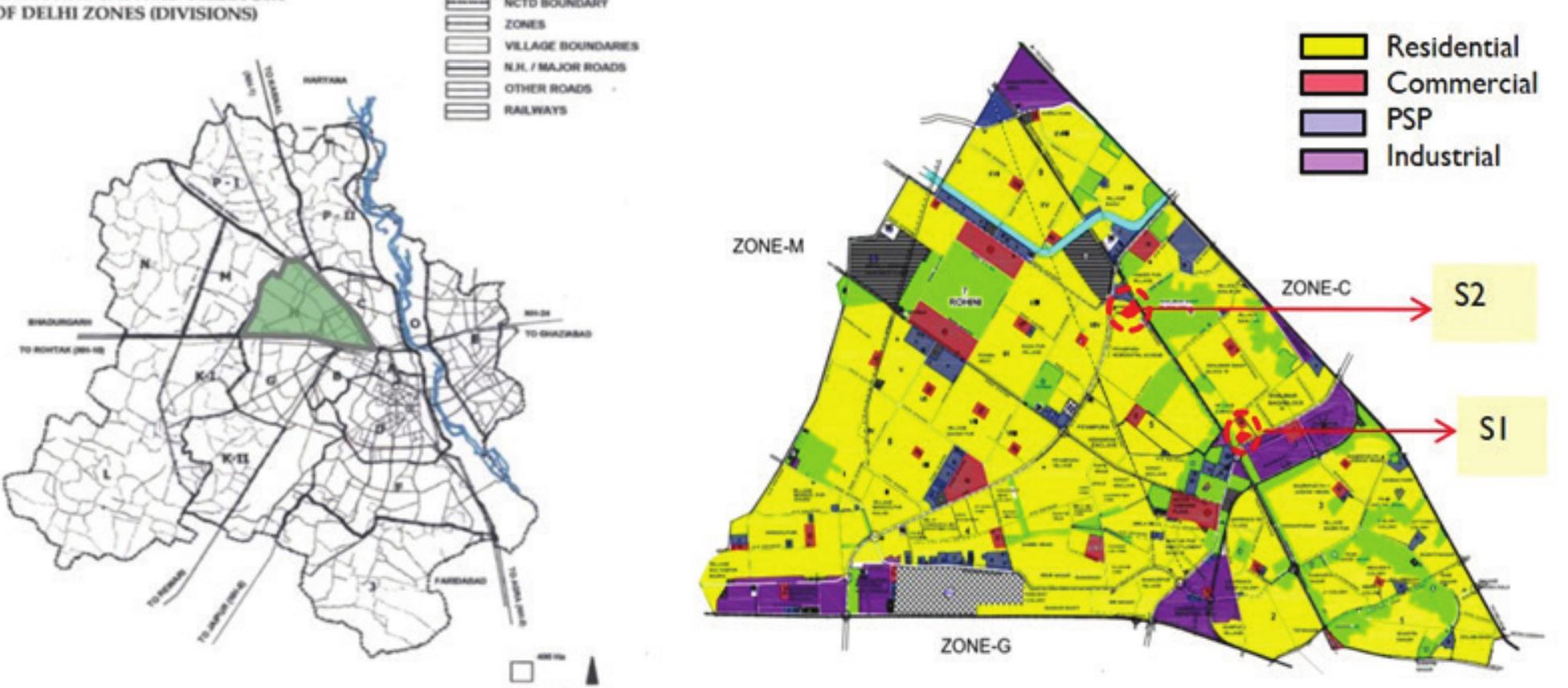 Land use map of zone h in mpd 2021,location of slum sites