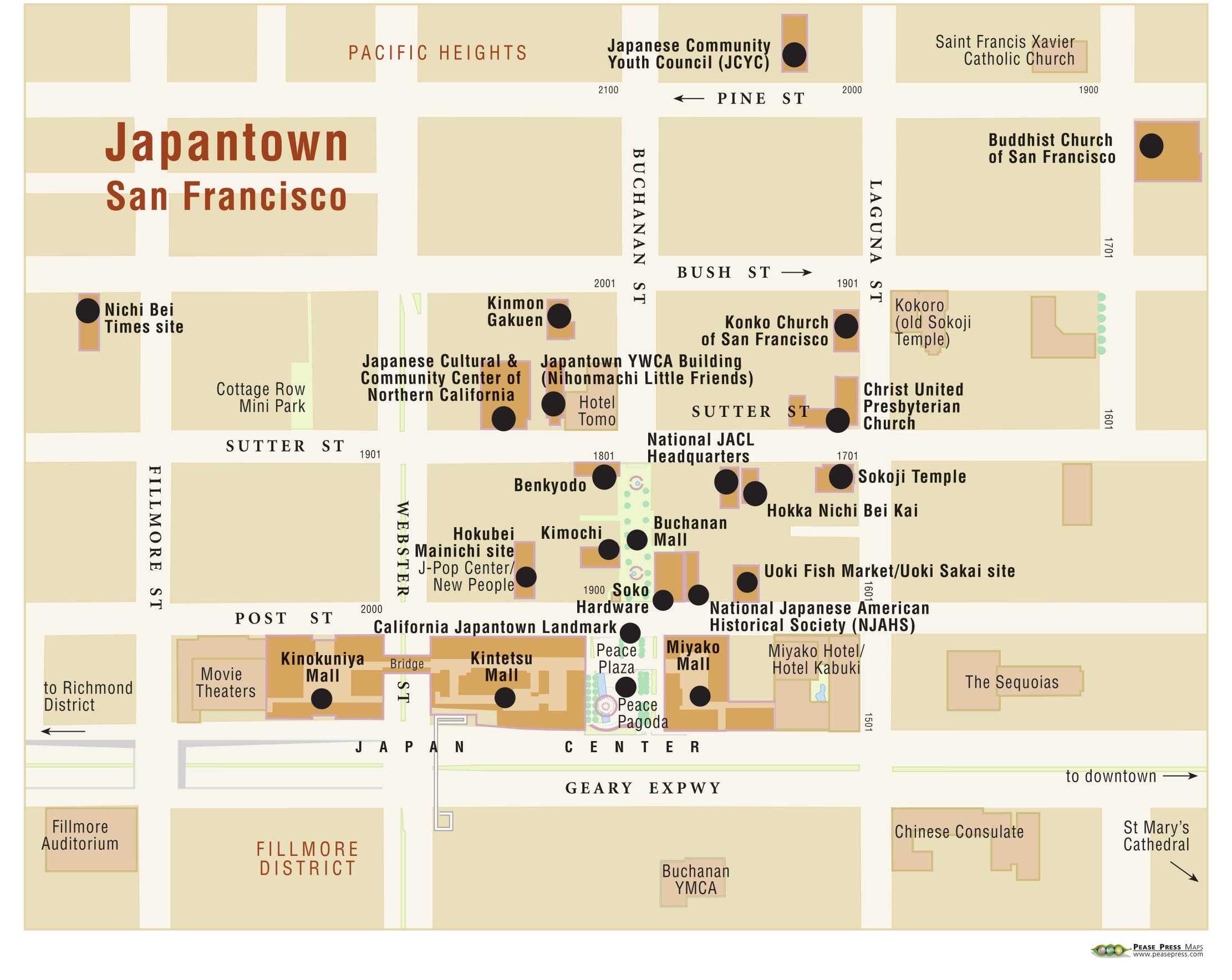 Map of san francisco's japantown. source: ben pease, pease