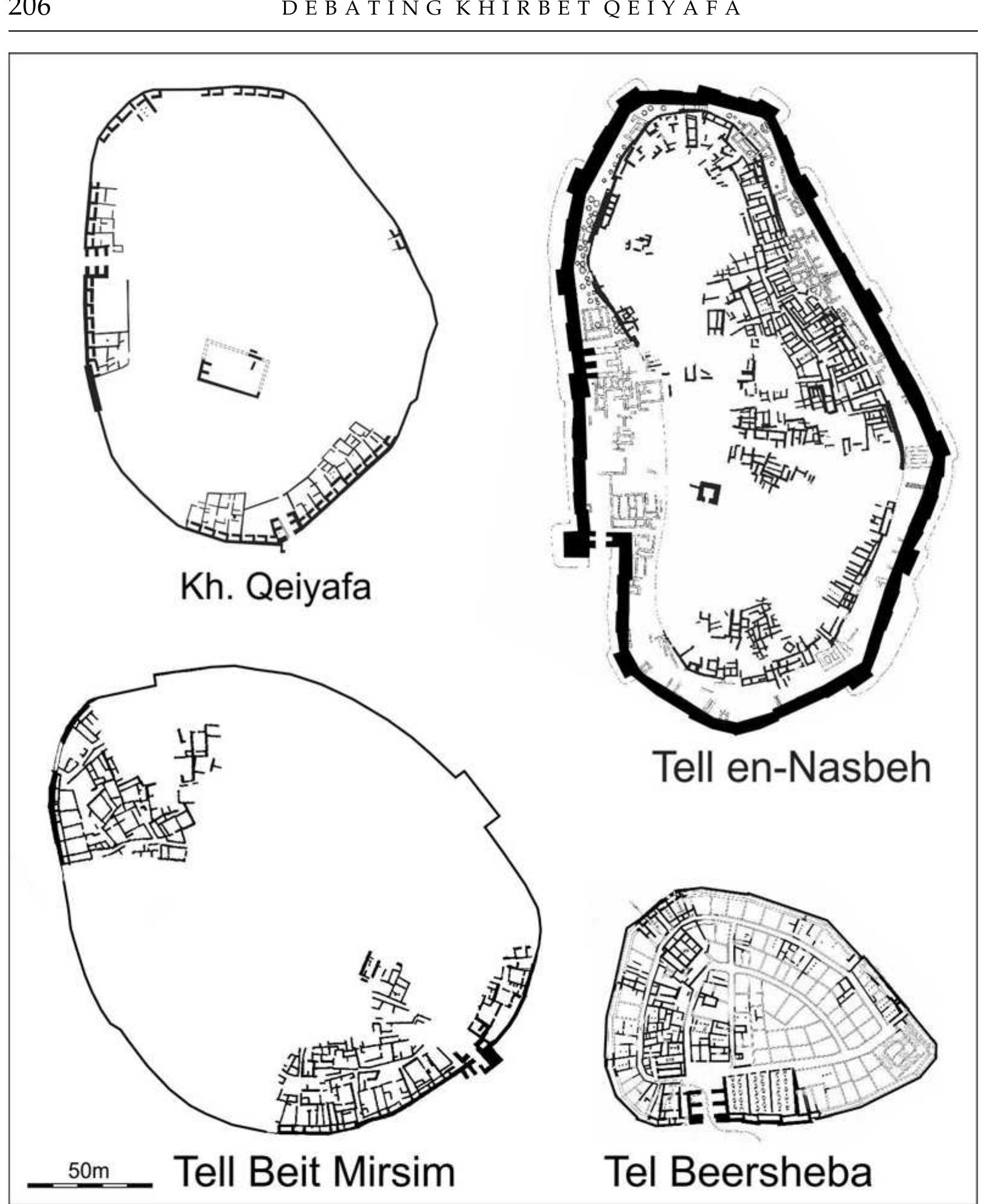 Plans at uniform scale of the cities of tell en-nasbeh,