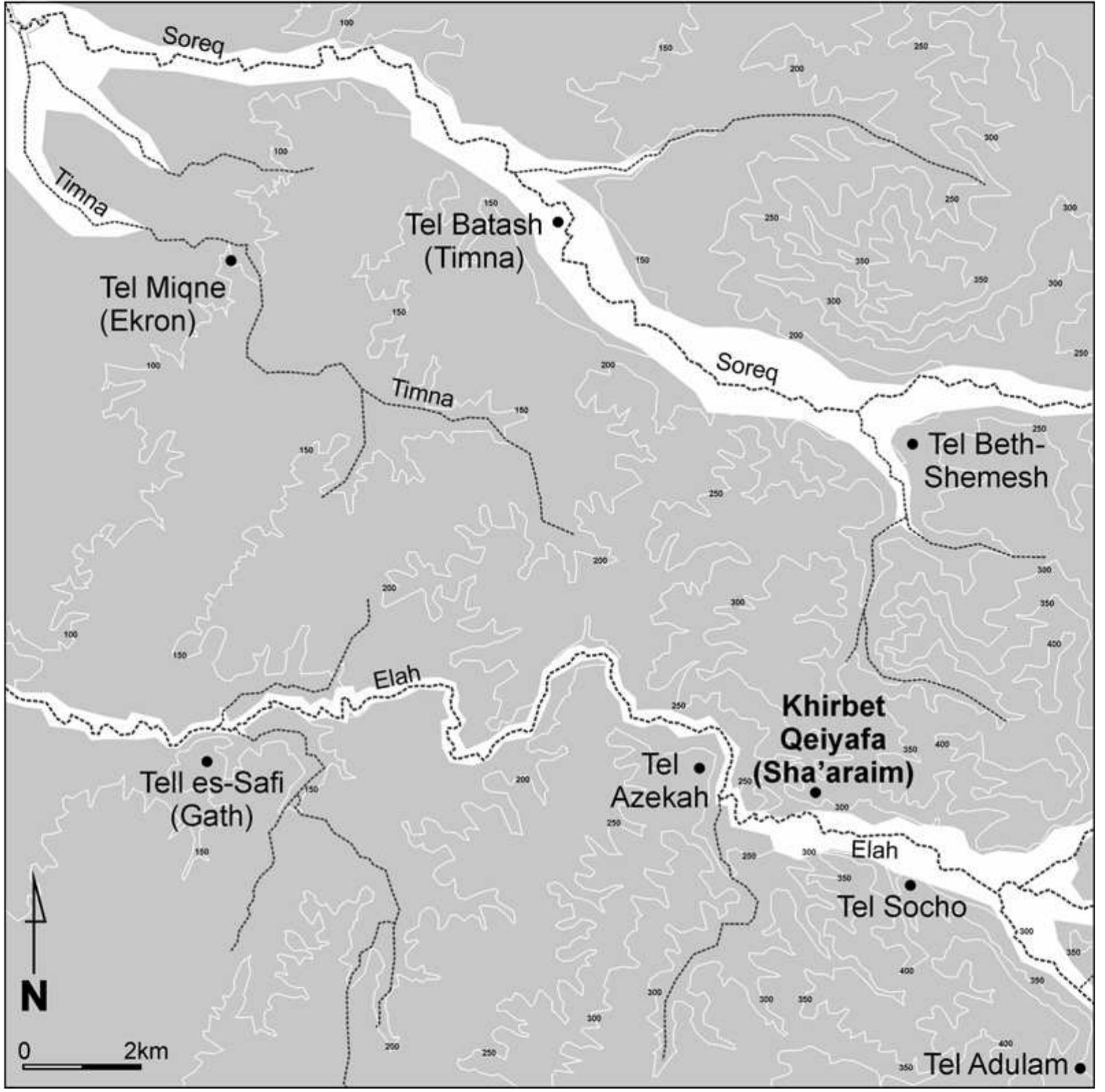 ‘ig. 94. map of the sorek and elah valleys, showing the