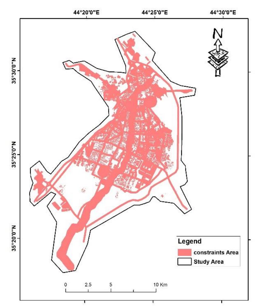 Land use map of kirkuk city fig. 3. constrain factors map of