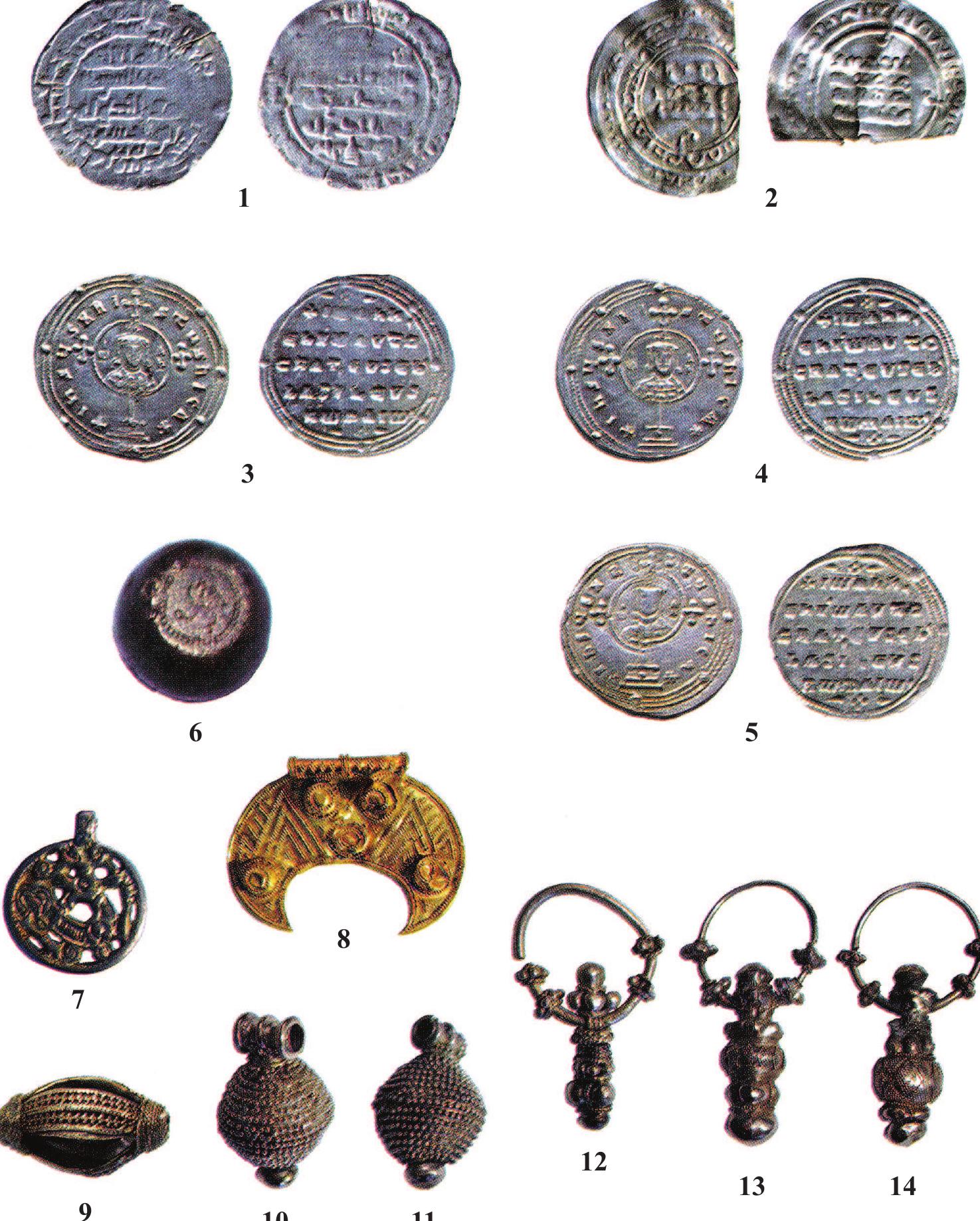 The alcedar hoard. islamic (1-2) and byzantine (3-5) coins,