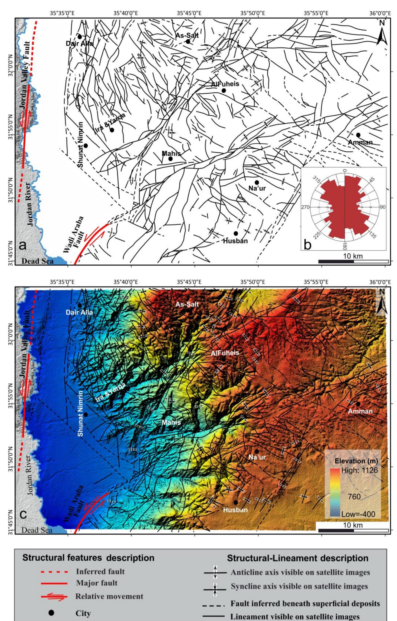 (a) automated lineament map extracted from landsat-8 oli