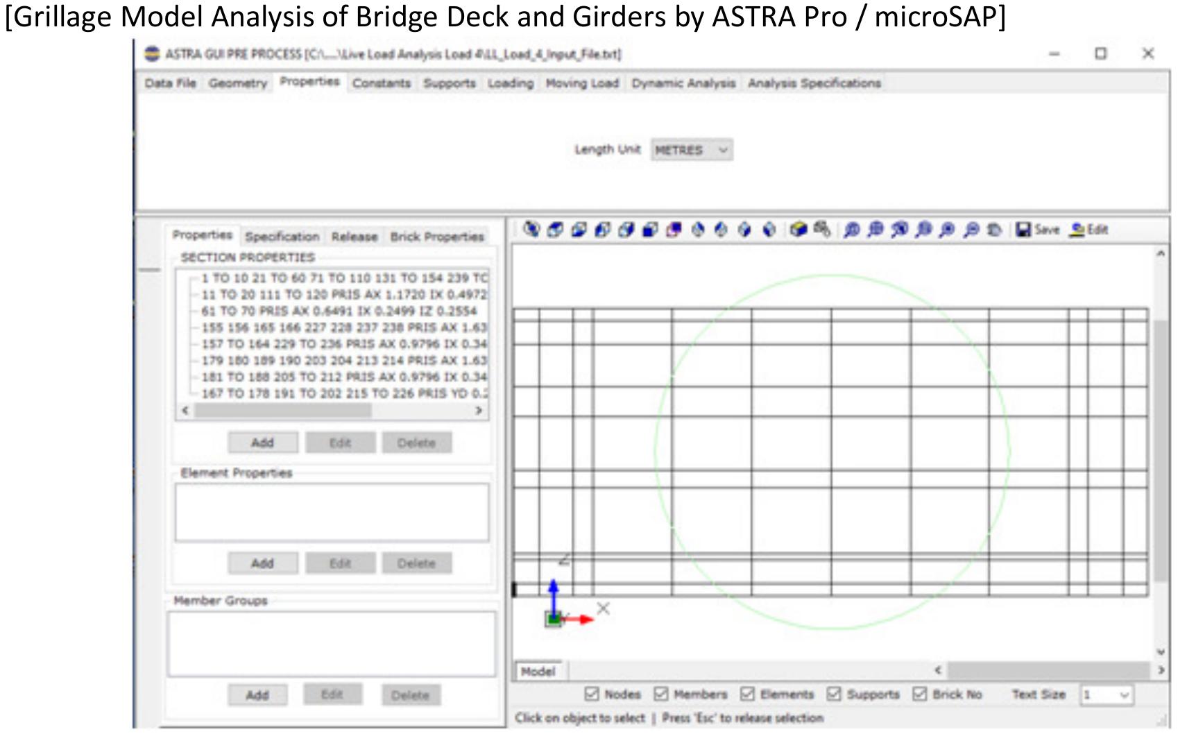 Grillage model analysis of bridge deck and girders by astra