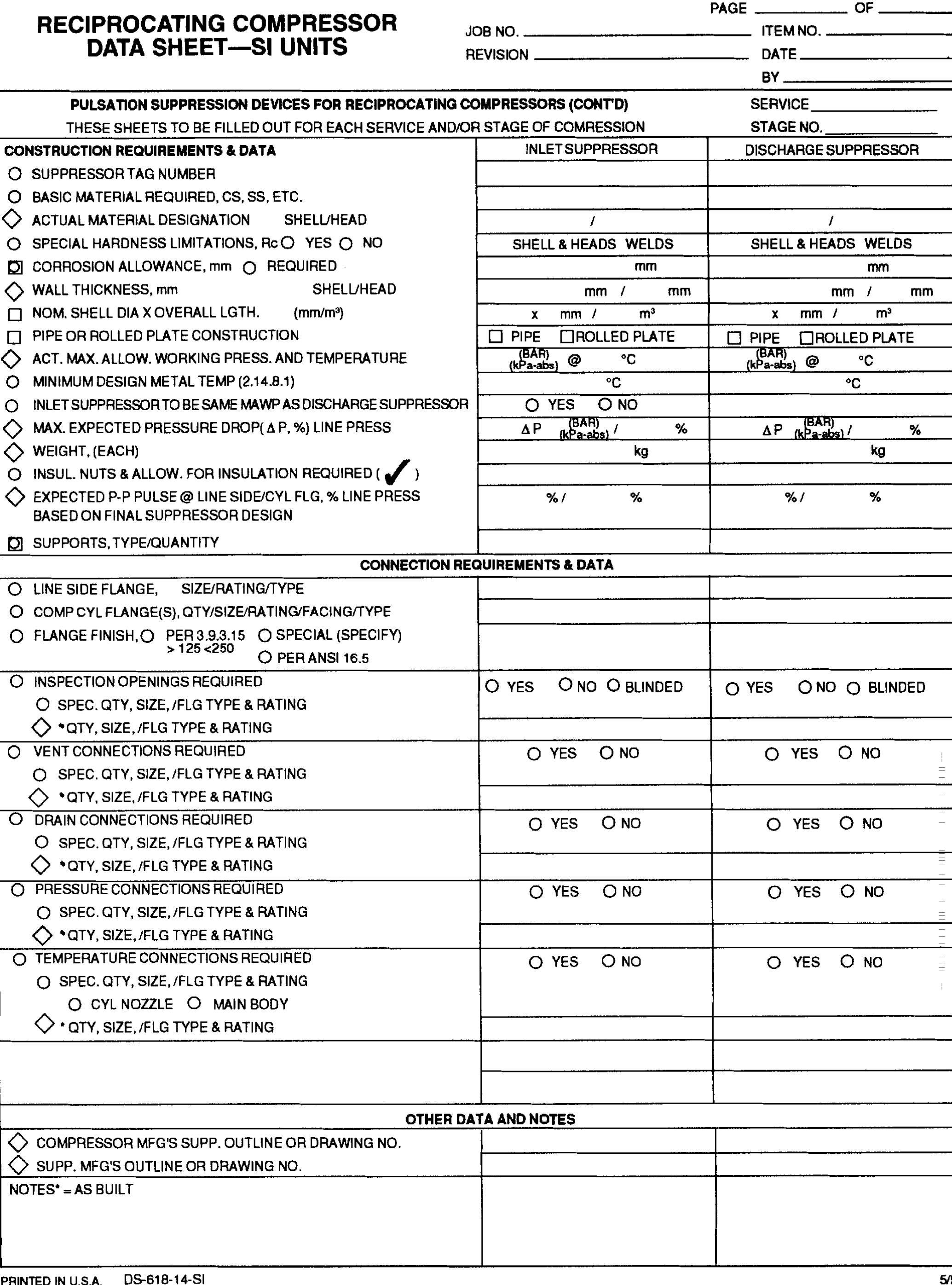 Table 18 - Reciprocating Compressors for Petroleum,