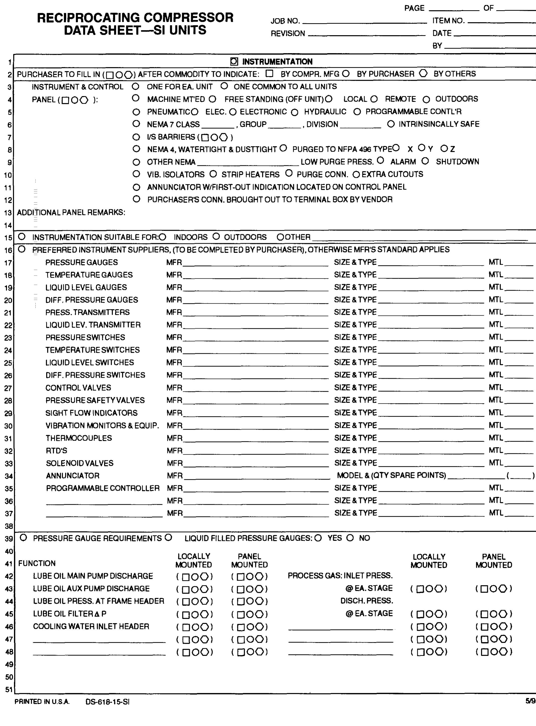 Table 19 - Reciprocating Compressors for Petroleum,