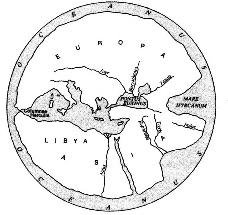 Reconstruction of hecataeus of miletus’s world map. from