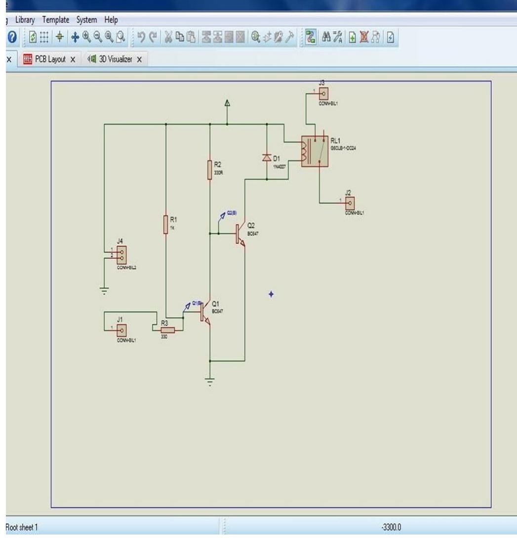 Schematic circuit design for relay circuit ; fig. 10: pcb