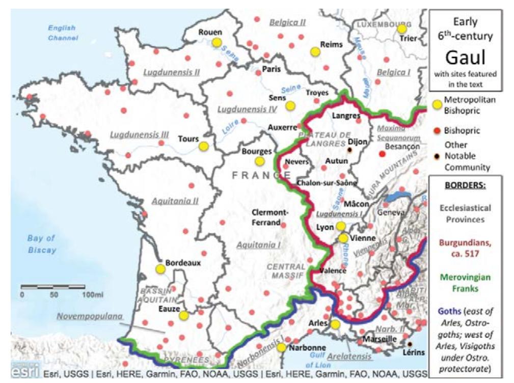 Map of early 6th-century gaul