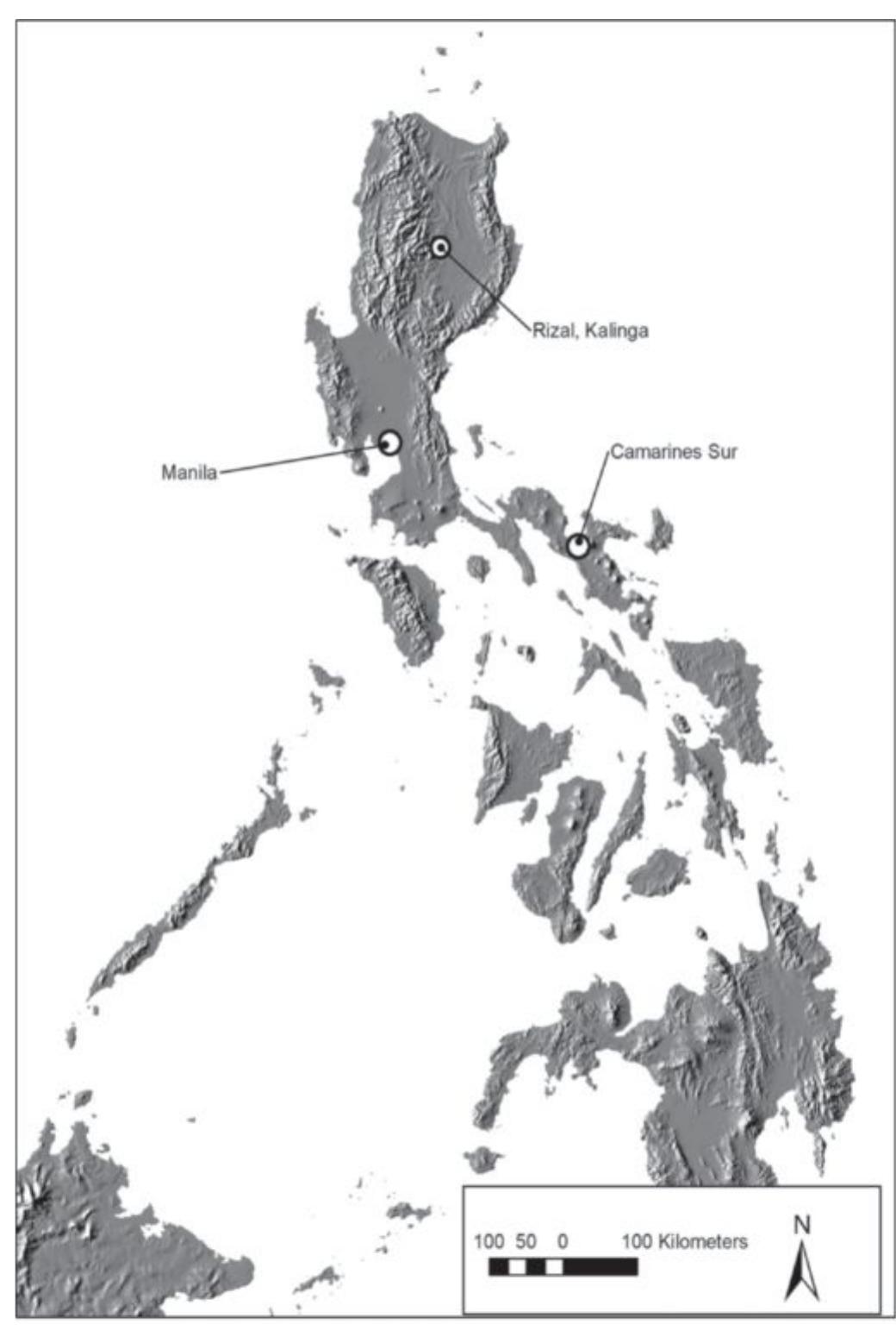 Map of the philippines showing the location of rizal,