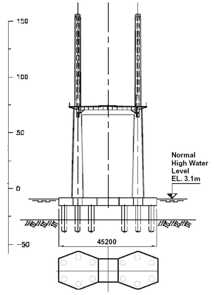 Golden ears bridge schematic foundation layout.
