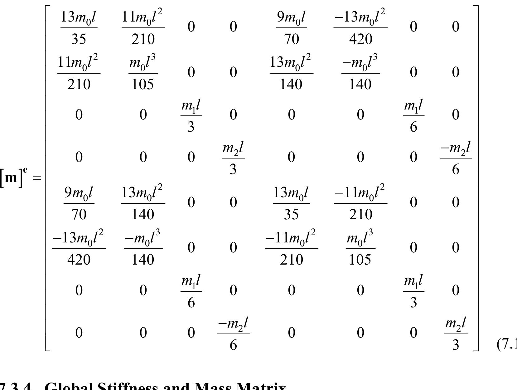 Integrating the expression (13), the element mass matrix is