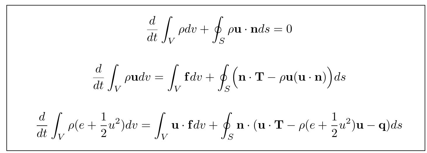 2. the equations of fluid motion in integral form. the flux