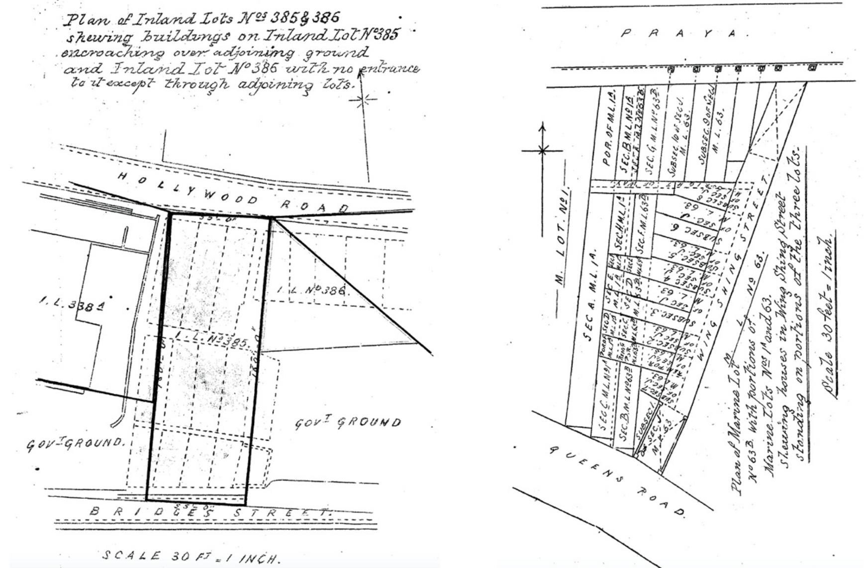 A & 7b: two examples of encroachment of properties shown in