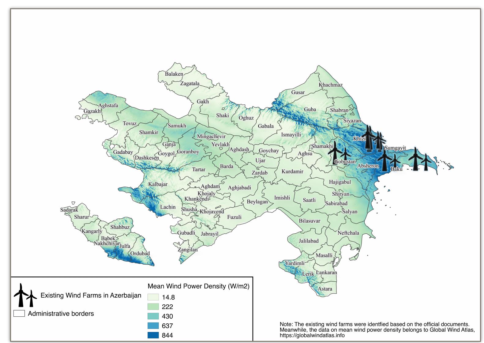 Figure 4 - Wind Energy Potential of Azerbaijan
