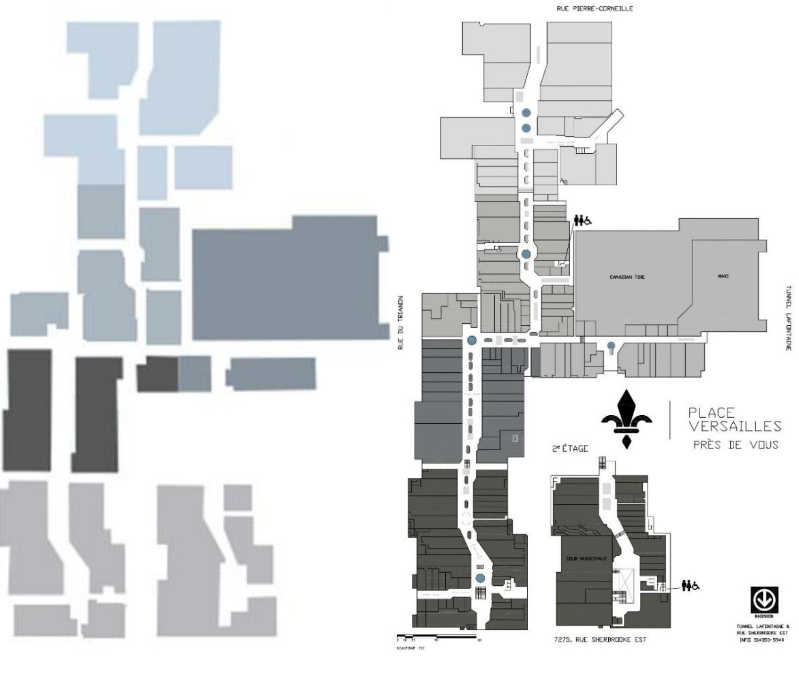 Plan of the five section of place versailles shopping mall