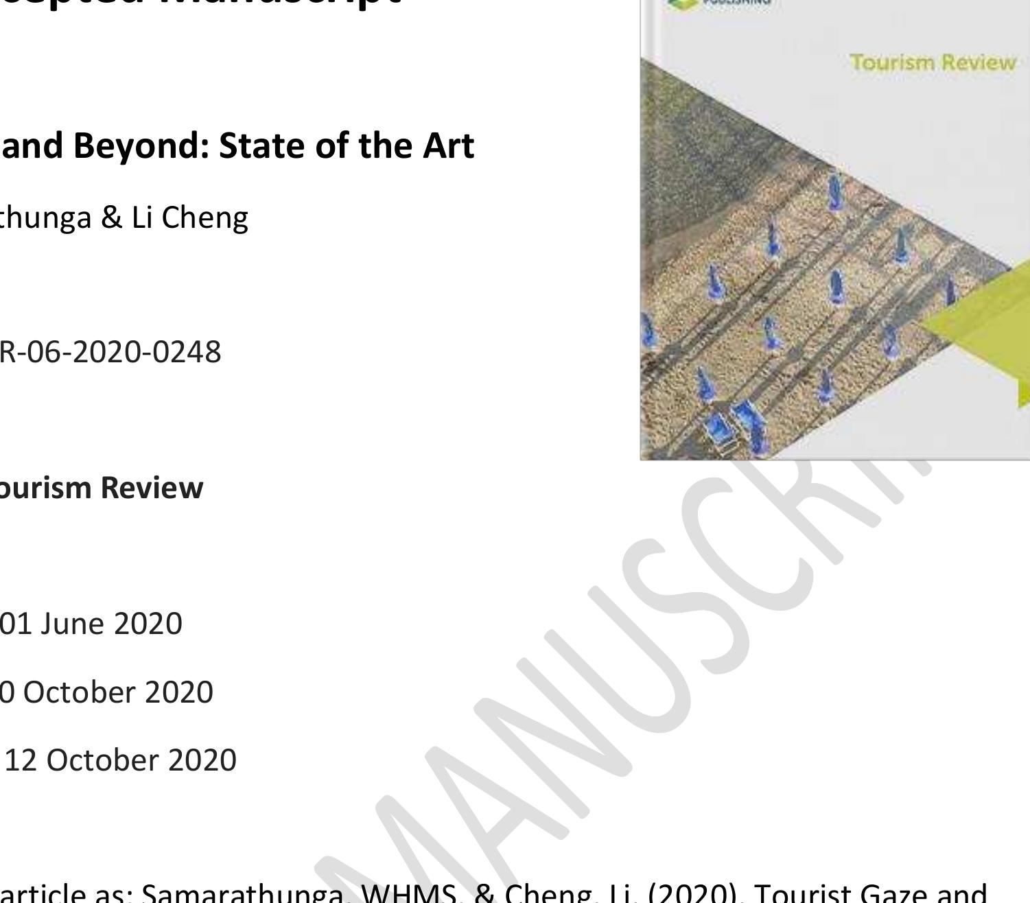 (PDF) Tourist Gaze and Beyond: State of the Art