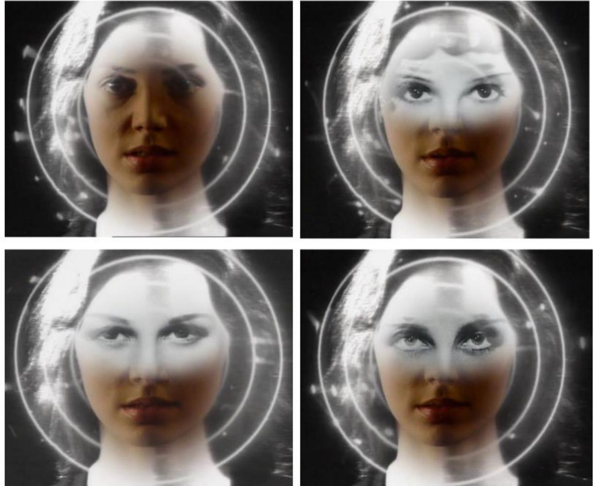 Four stills from a tv dante, canto 2, showing the appearance