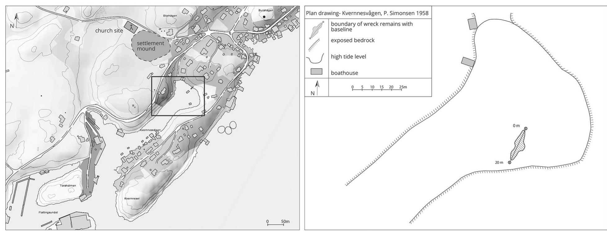 Overview map and plan of the husgy wreck location.