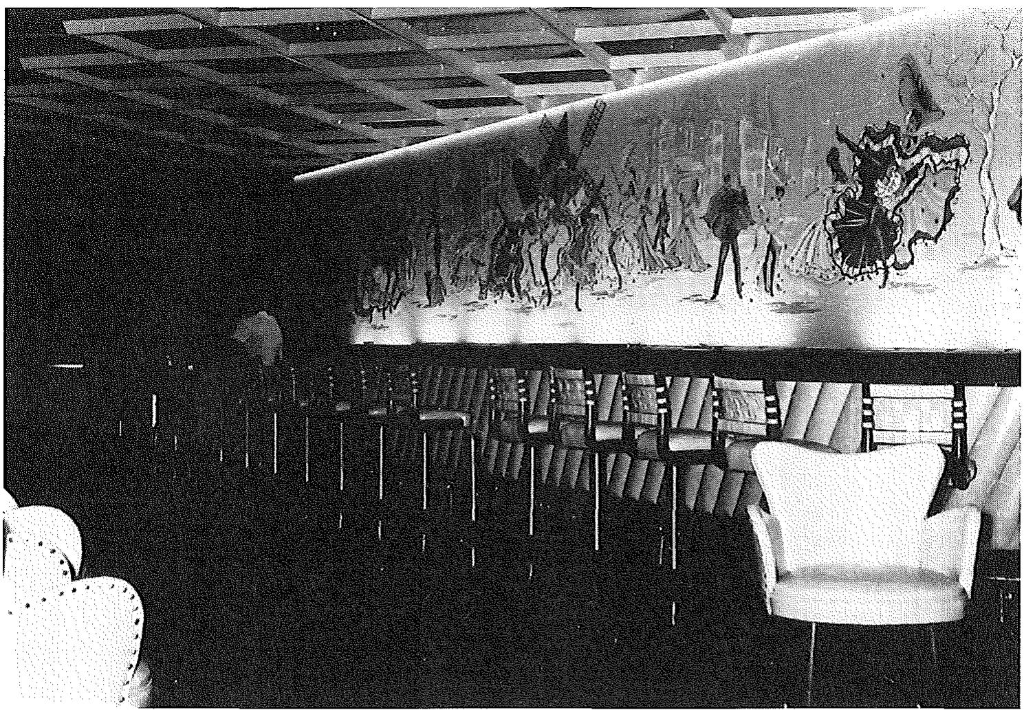 The famous mural behind the bar at the moulin rouge. (nevada