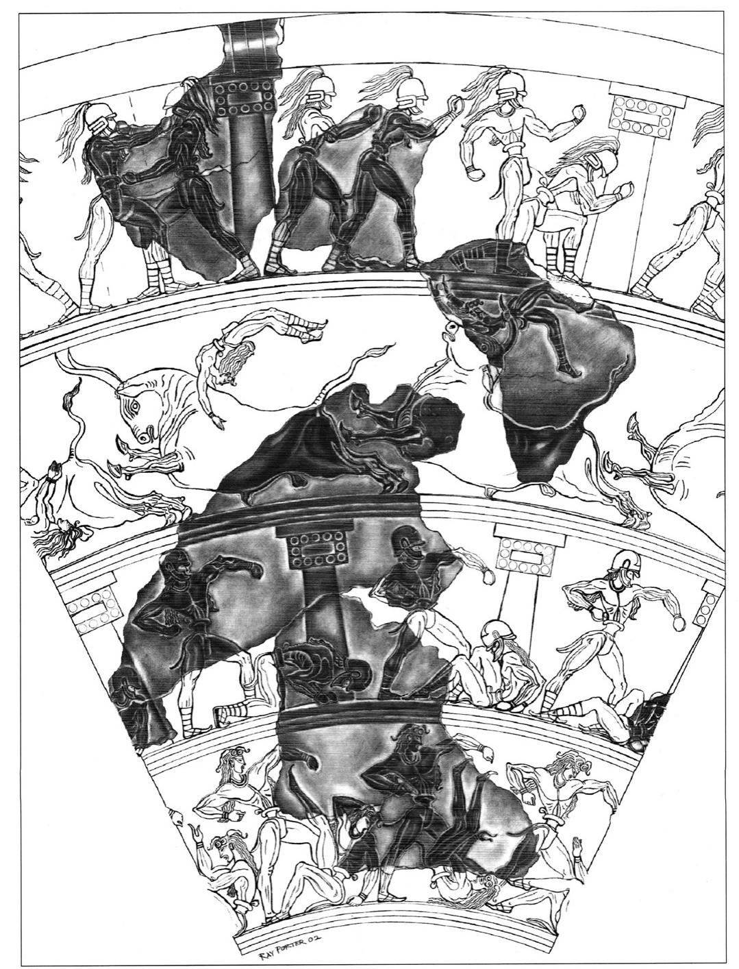 Boxer rhyton from hagia triada, reconstruction drawing