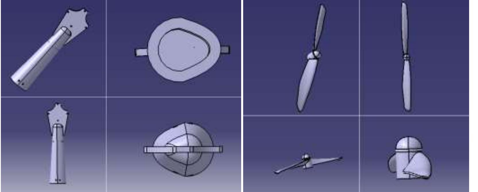 Quadcopter design model figure 3 curve shape propeller.