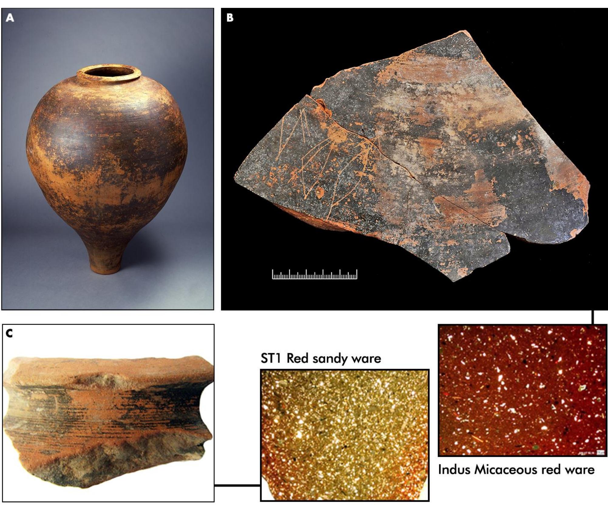 4.10. indus black-slipped jars: a) entire vessel from