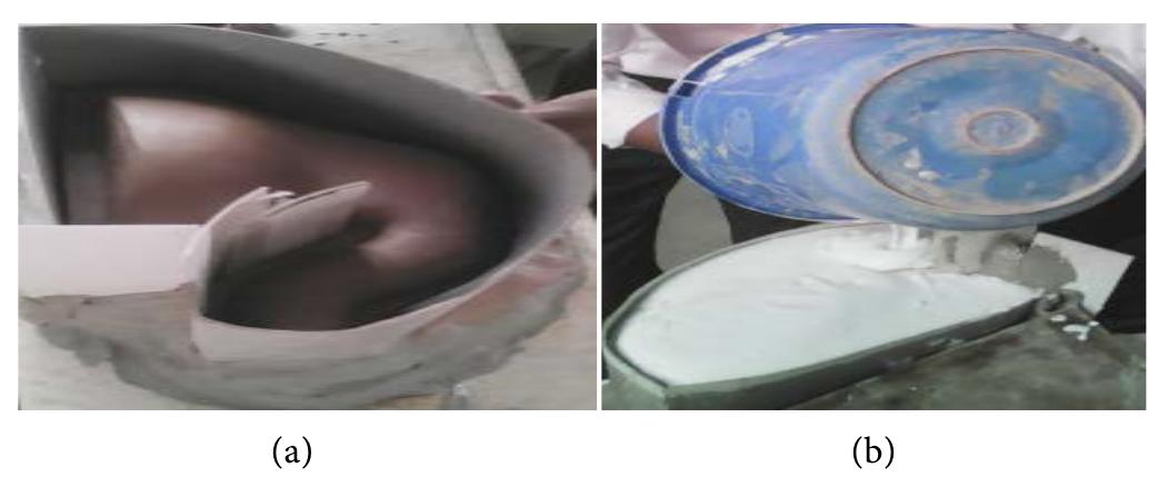 (a) cuttle built round sectioned model; (b) pouring pop slip