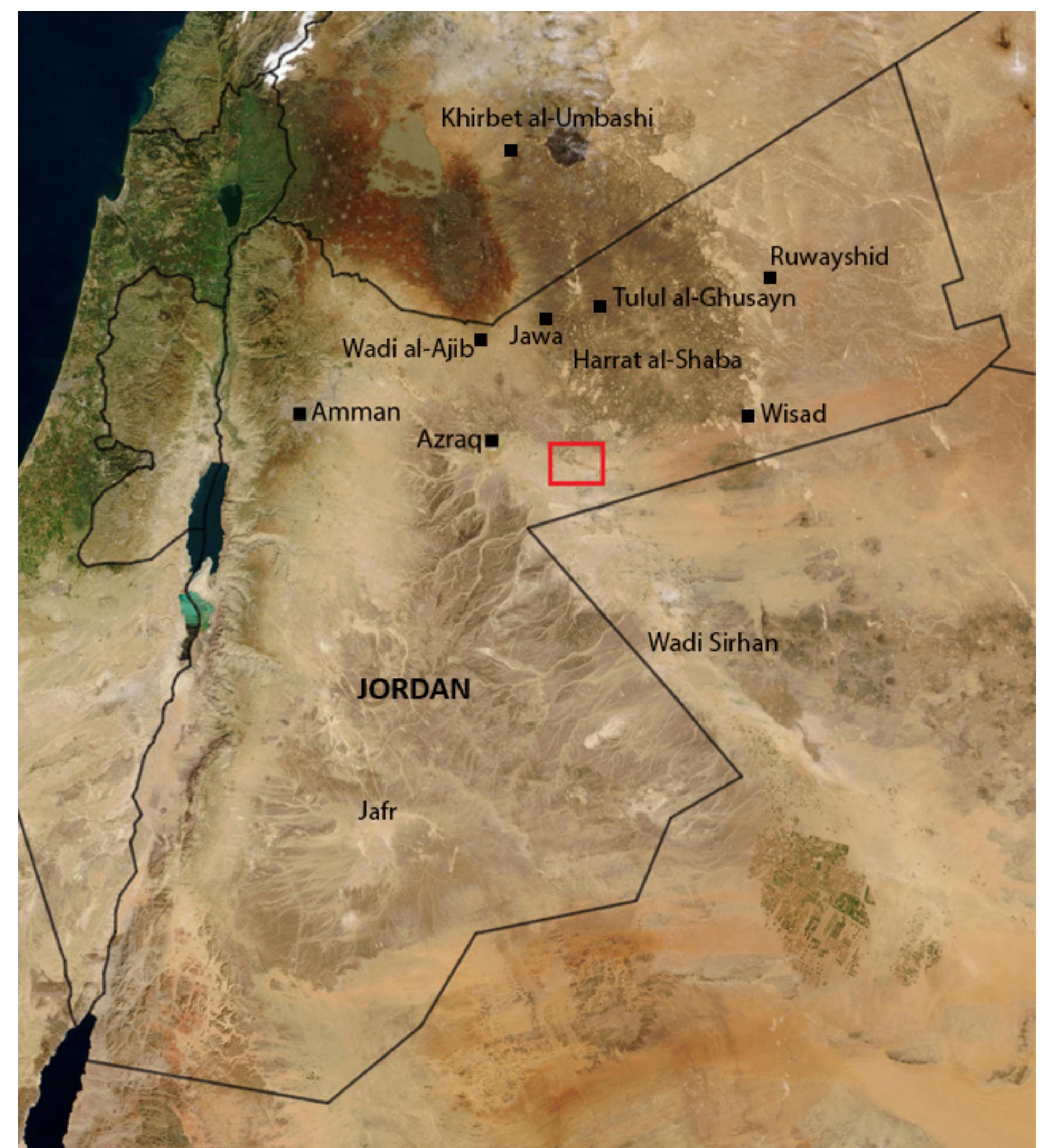 Map of jordan showing the location of the jebel qurma region