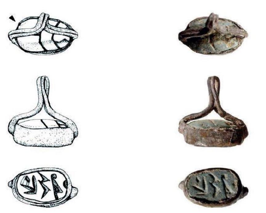 Amulet with letter shin (s) in the middle. this letter means