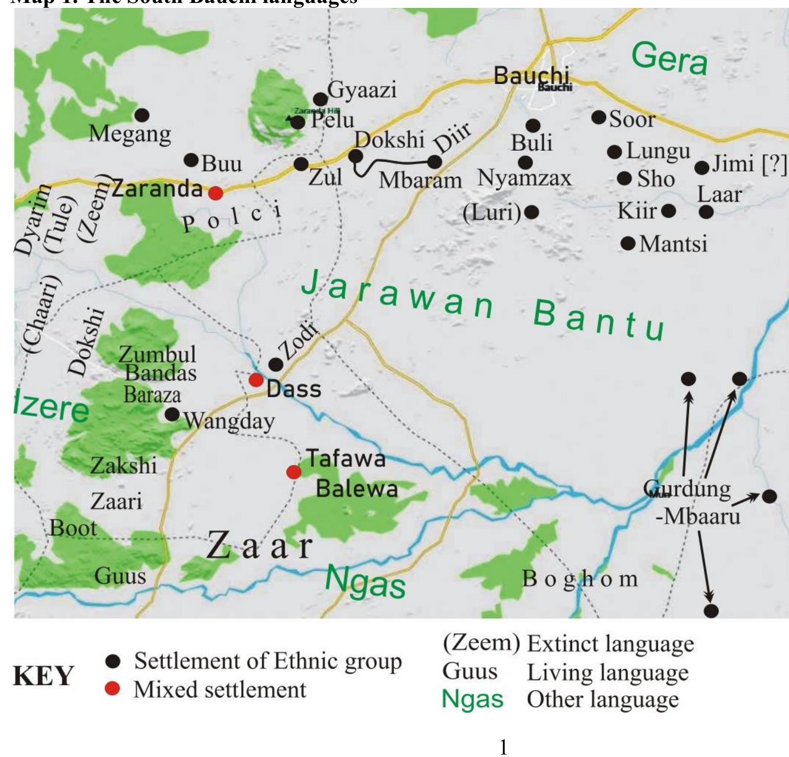 Map 1 shows the general location of the south bauchi (sb)
