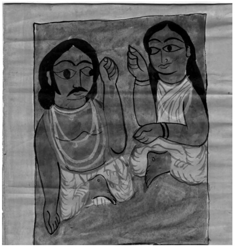 A detail from a scroll made by a jadu patua showing the