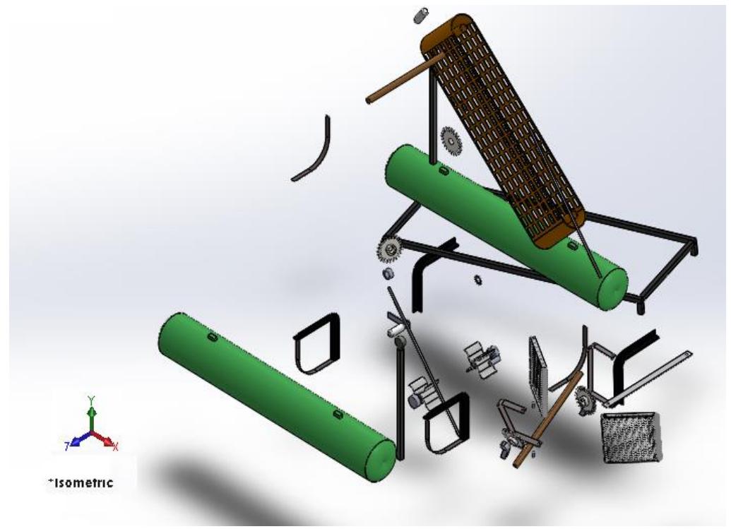 1 exploded view of river cleaning machine